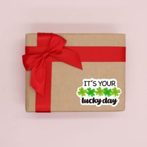 MEYFCLA It’s Your Lucky Day Patrick's Sticker,Cute Small Business Envelopes Stickers for Handmade Goods/Bags Packages ,Patrick's Theme Shop Seals 160 Labels