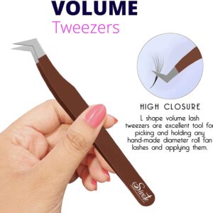 SIVOTE Lash Tweezers for Eyelash Extensions for Volume, Isolation & Classic Lashes, 3 Pack, Chocolate