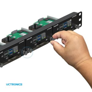 UCTRONICS 19” 1U Rack Mount for Raspberry Pi with SSD Mounting Brackets, Thumbscrews Front Removable Bracket Supports Up to 4 Raspberry Pi 5, 3B/3B+, 4B and 4 SSDs, Option SD Card Adapter