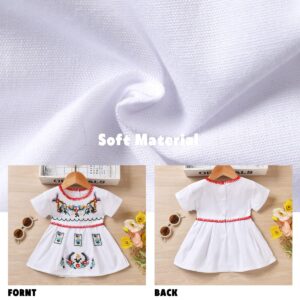 Aalizzwell Infant Baby Girl Embroidered Dress Ethnic Wear Short Sleeve Sundress White 0-6 Months