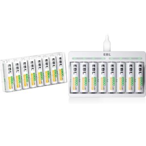 ebl rechargeable aa batteries 2800mah 16 pack and 8-bay aa aaa individual rechargeable battery charger