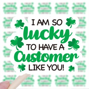 200 pcs i am so lucky to patrick's day stickers,cute small business envelopes stickers for business packages/handmade goods/bags,patrick's day theme small shop business stickers for envelopes seals