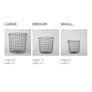 8"D x 6"W x 8"H Wire basket for blankets, kids toys, food and organized pantries. Cool designed metal round storage blanket to this round wire basket to decorate your bedroom and living room