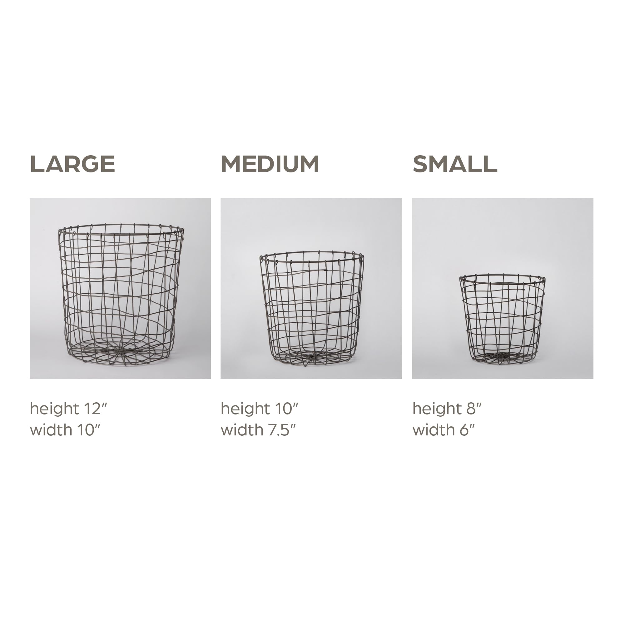 8"D x 6"W x 8"H Wire basket for blankets, kids toys, food and organized pantries. Cool designed metal round storage blanket to this round wire basket to decorate your bedroom and living room