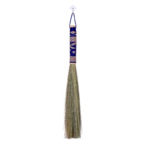 sn skennova - 14 inch tall of duster brush broom bamboo grass embroidery woven nylon thread handle multi color on random