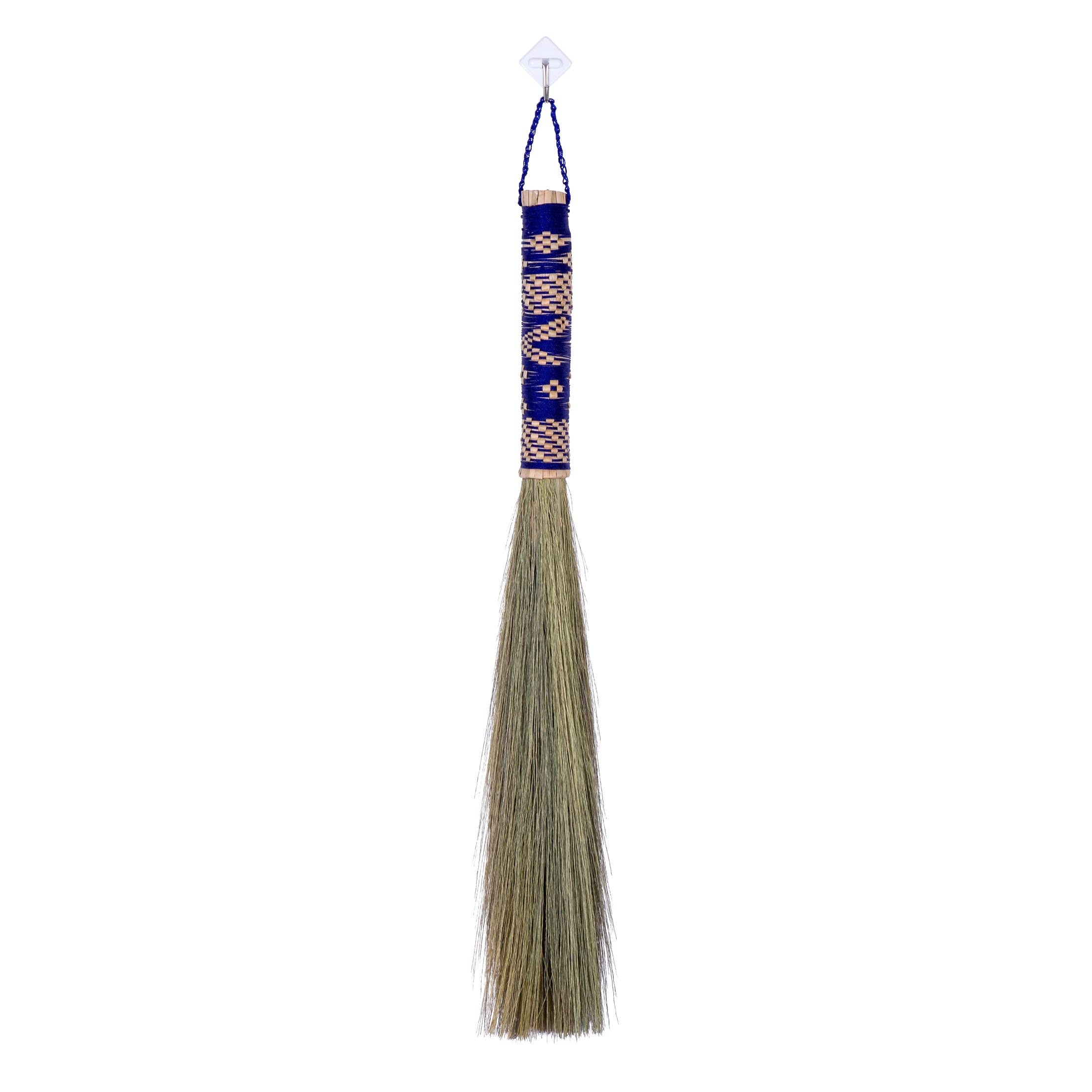 SN SKENNOVA - 14 inch Tall of Duster Brush Broom Bamboo Grass Embroidery Woven Nylon Thread Handle Multi Color on Random