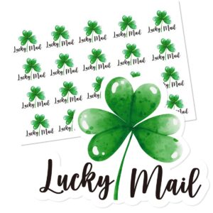 meyfcla lucky mail clover patrick's day sticker,cute mail envelopes stickers for handmade goods/bags business packages ,patrick's day theme small shop business stickers for envelopes seals 240 labels