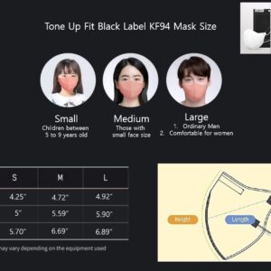 CHARMZONE Tone Up Fit Black Label KF94 Premium Protective Mask 4PLY 3EA, White + Black+Gray, Made in Korea (Medium, Trial Pack (3ea))