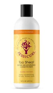 jessicurl, too shea! extra moisturizing conditioner for curly hair, island fantasy, 16 fl oz. leave in conditioner for dry hair, anti frizz hair products