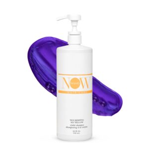 now beauty nourishing no yellow violet shampoo - purple shampoo for blonde color-treated hair - removes brassiness - hydrate - vegan - color safe - paraben & sulfate free - for men & women - 32 oz