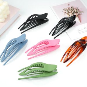 6 Pcs Thick Hair Clips Set for Women & Girls: 5" Large Side Slides, Strong Hold No Slip Grip, Flat Curved Claw Clamps, Duckbill Clamps for Long Hair