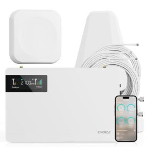 zorida cell phone signal booster for home and office up to 5500 sq ft boost 5g 4g lte for all us carriers - verizon at&t t-mobile & more, cell phone booster with lcd & app service fcc approved