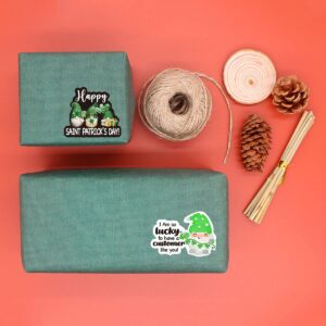 I Am So Lucky Gnome Patrick's Day Sticker,Cute Small Business Envelopes Stickers for Handmade Goods Business Packages ,Patrick's Day Theme Small Shop Business Stickers for Envelopes Seals 180 Labels