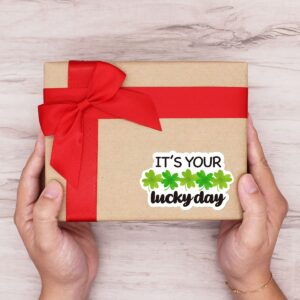 MEYFCLA It’s Your Lucky Day Patrick's Sticker,Cute Small Business Envelopes Stickers for Handmade Goods/Bags Packages ,Patrick's Theme Shop Seals 160 Labels