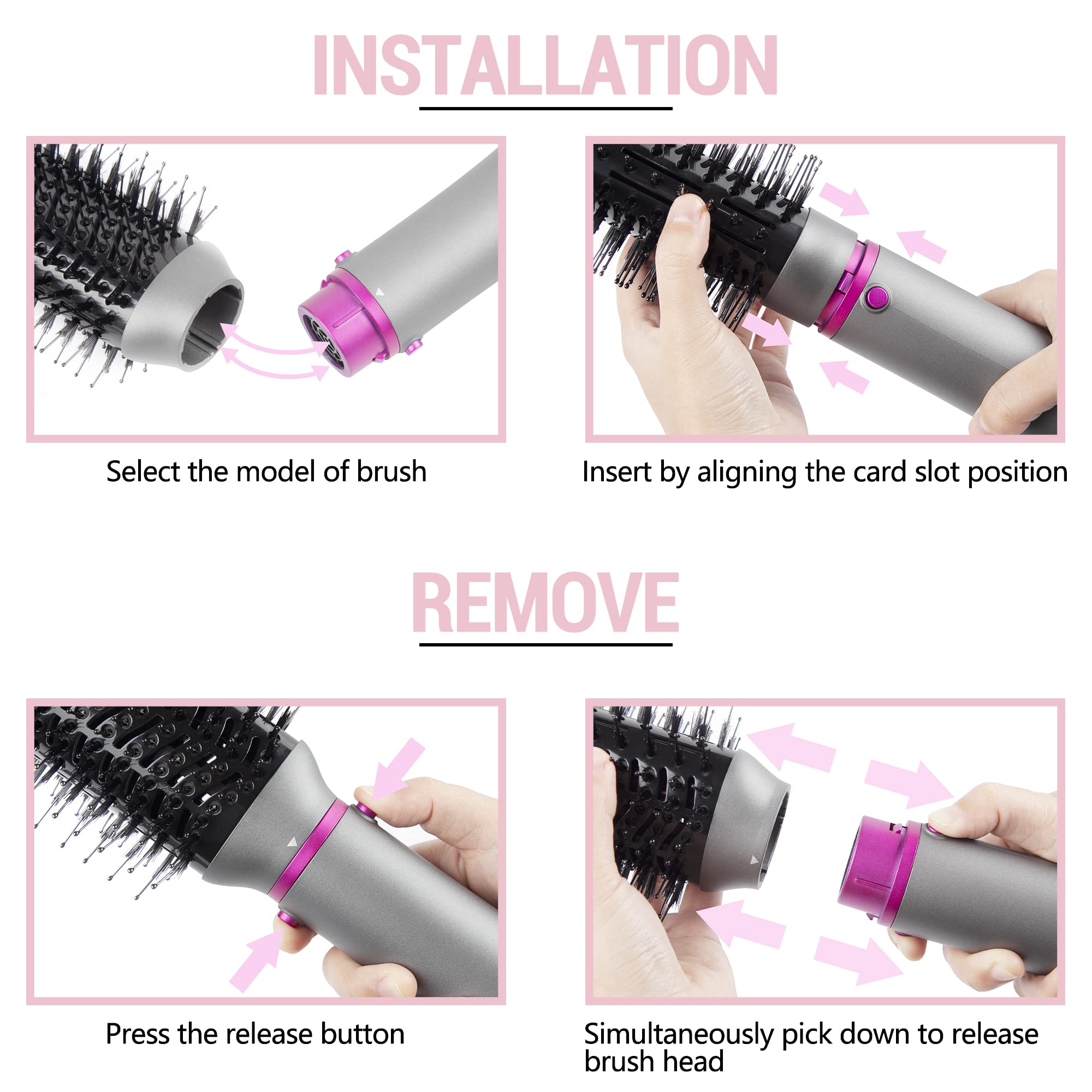 4 in 1 Blow Dryer Brush with Diffuser, Hair Dryer Brush and Volumizer, One-Step Hot Air Brush for Women, Detachable Hair Dryer Styler 1100W for Straightening Curling Drying Scalp Massage Styling