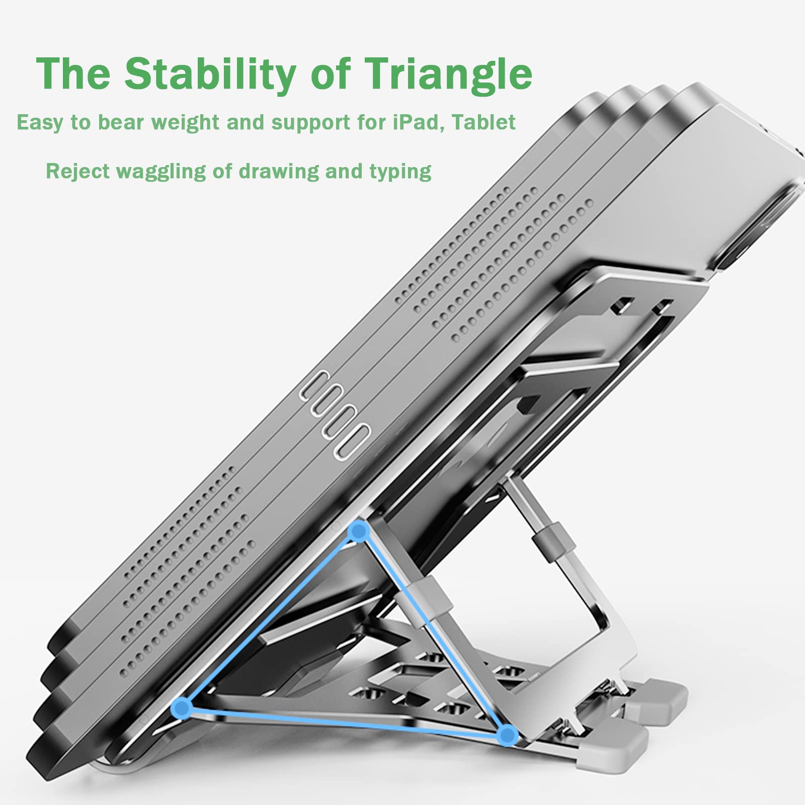 Tablet Stand for Desk, Tablet Holder for iPad Stand Foldable & Adjustable Six Level, Non-slip Stable Ultrathin 3mm Aluminium Tablet Stand Holder for iPad 7 to 12.9/Surfaces/Kindle/Drawing Tablets