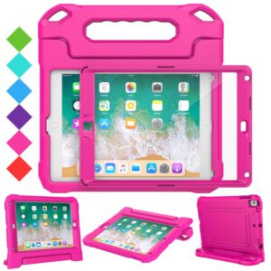 suplik kids case for ipad 5th/6th generation (9.7 inch, 2017/2018), ipad air 1 & air 2 & pro 9.7 case with screen protector, durable shockproof protective cover with handle stand, pink