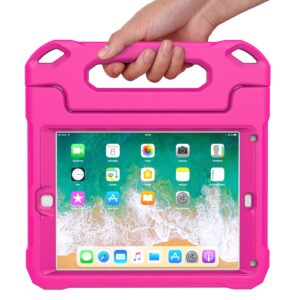 SUPLIK Kids Case for iPad 5th/6th Generation (9.7 inch, 2017/2018), iPad Air 1 & Air 2 & Pro 9.7 Case with Screen Protector, Durable Shockproof Protective Cover with Handle Stand, Pink