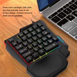 wendeekun One Handed Gaming Keyboard, 35 Keys Gaming Keyboard Mechanical,Waterproof Wide Palm Rest Black Single Handed Keyboard for Computer Mobile Games