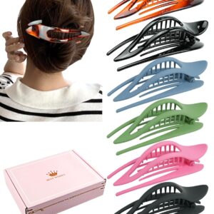 6 Pcs Thick Hair Clips Set for Women & Girls: 5" Large Side Slides, Strong Hold No Slip Grip, Flat Curved Claw Clamps, Duckbill Clamps for Long Hair