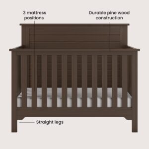 Child Craft Farmhouse Crib, 3-Drawer Dresser with Changing Table Topper Nursery Set, 3-Piece, Includes 4-in-1 Convertible Crib, Dresser with Topper, Grows with Your Baby (Brushed Truffle)