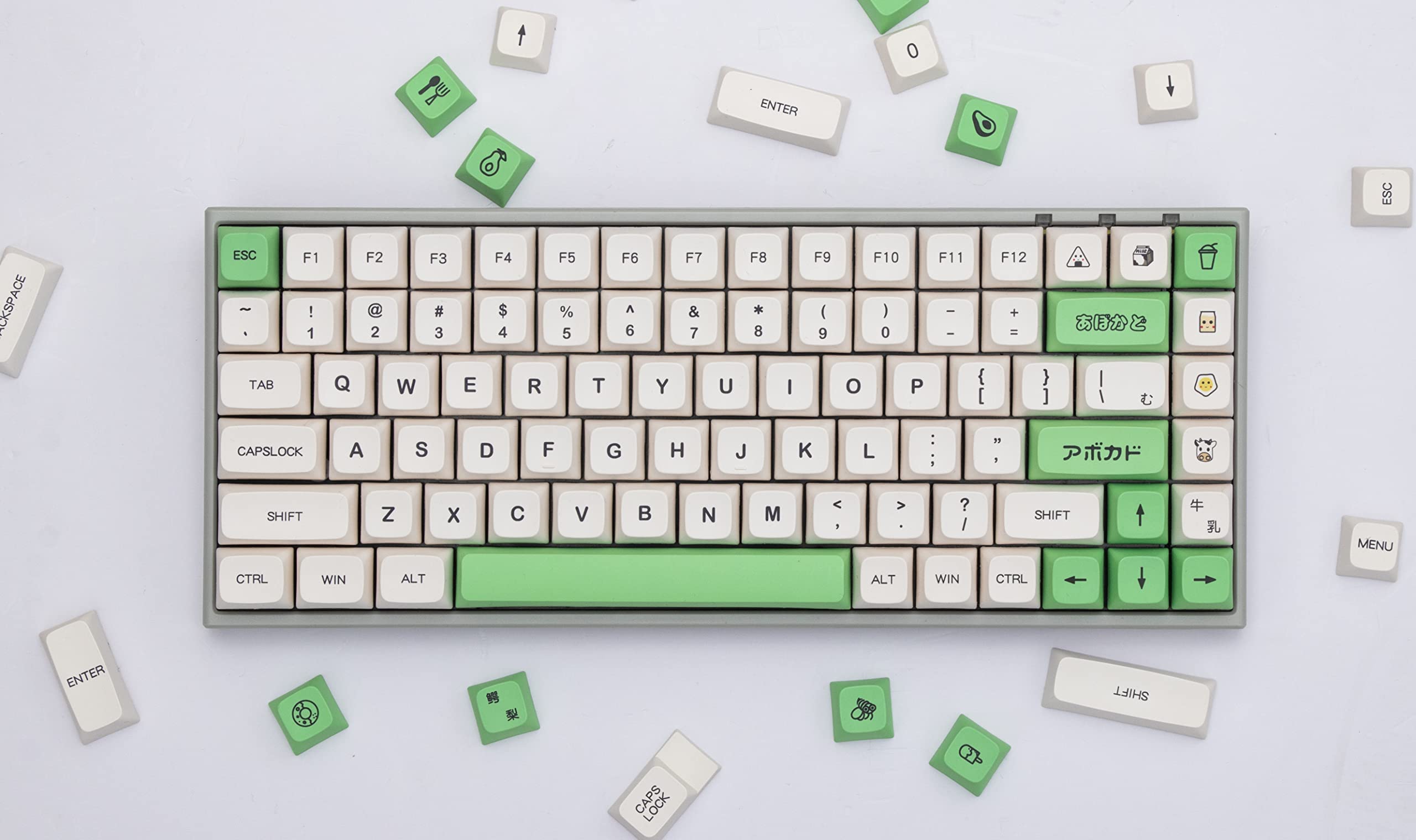 EPOMAKER Avocado 135 Keys XDA Profile PBT Dye Sublimation Keycaps Set for Mechanical Gaming Keyboard, Compatible with Cherry Gateron Kailh Otemu MX Structure