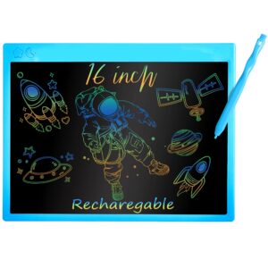 16 inch rechargeable lcd writing tablet, erasable & colorful doodle board with eye-protecting large screen, educational learning toys for 3 4 5 6 7 year old kids, drawing tablet gift for boys girls