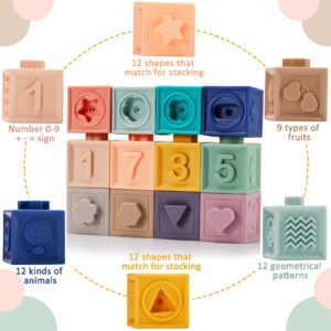 Charniol 3 Set Montessori Toys for Babies Soft Baby Stacking Block Baby Toy Blocks for 6 to 12 Months Silicone Ring Stacker Sensory Building Toy