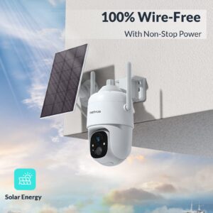 NETVUE Solar Security Cameras Wireless Outdoor Camera 2.4G WiFi 360° View Pan Tilt Strobe Light/Spotlight Home Security System with Motion Detection and Siren, Two-Way Audio, Color Night Vision