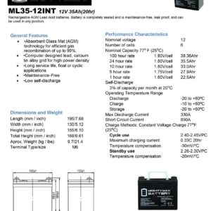 Mighty Max Battery 12V 35AH INT Replacement Battery for Weize TL1235-2 Pack