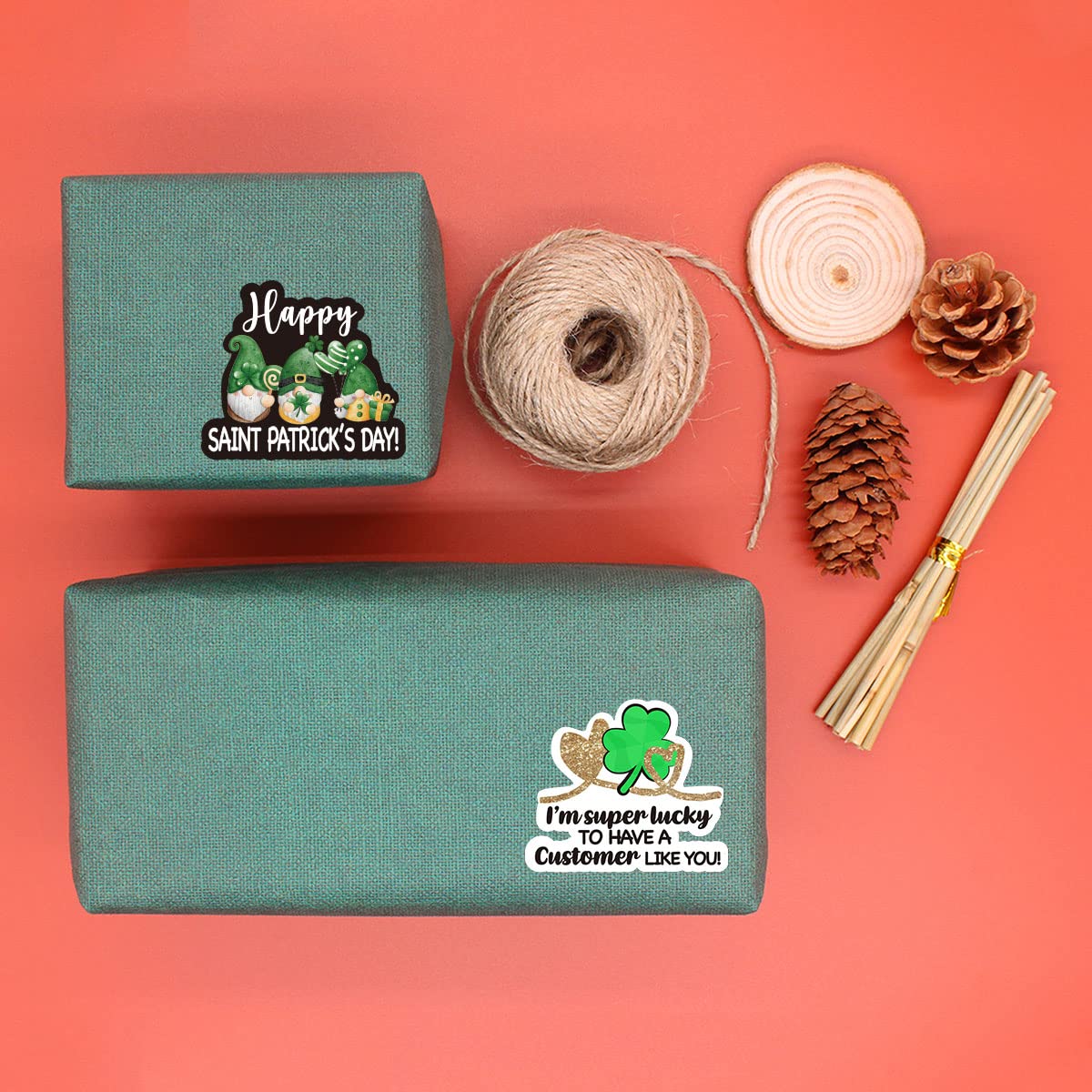 MEYFCLA I’m Super Lucky Patrick's Day Sticker,Cute Small Business Envelopes Stickers for Handmade Goods/Bags Packages ,Patrick's Theme Shop Seals 200 Labels