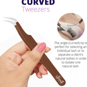 SIVOTE Lash Tweezers for Eyelash Extensions for Volume, Isolation & Classic Lashes, 3 Pack, Chocolate