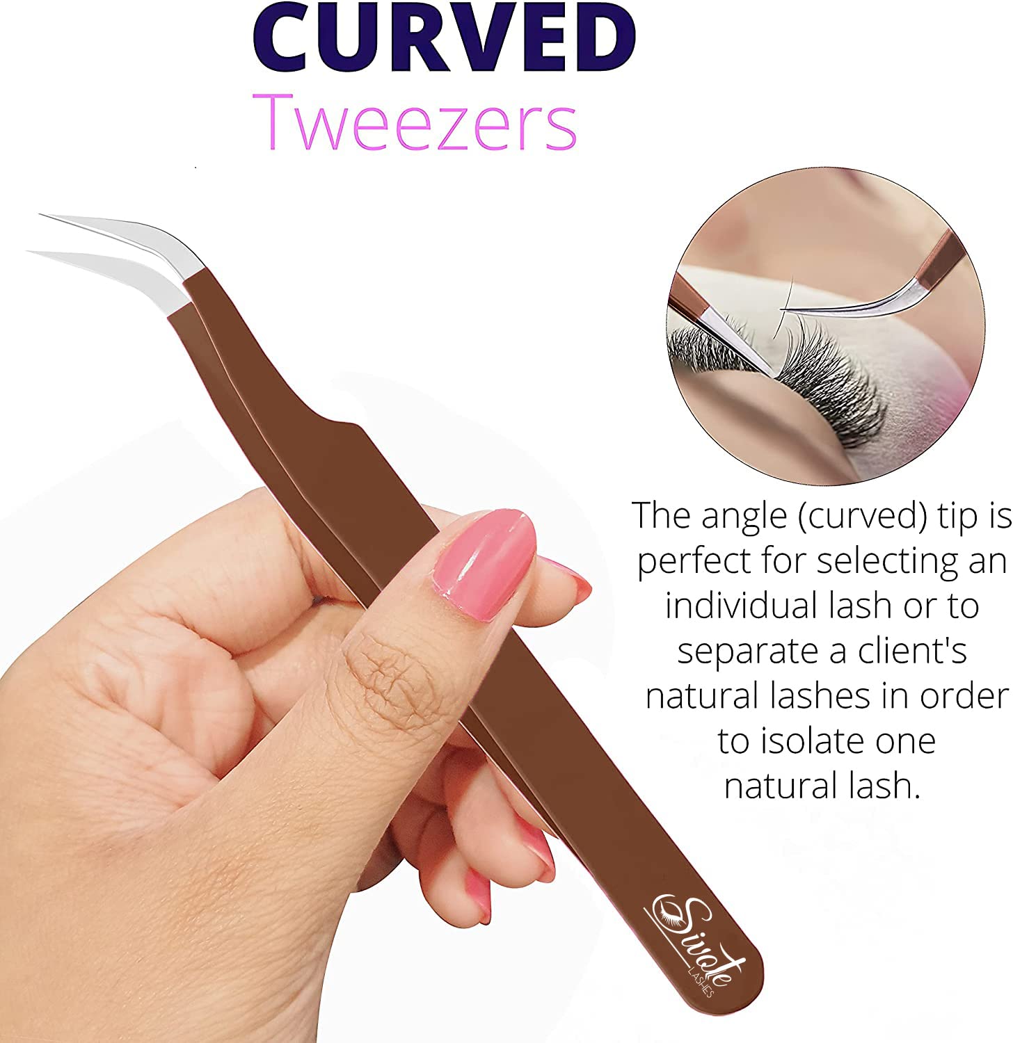 SIVOTE Lash Tweezers for Eyelash Extensions for Volume, Isolation & Classic Lashes, 3 Pack, Chocolate