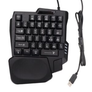 wendeekun One Handed Gaming Keyboard, 35 Keys Gaming Keyboard Mechanical,Waterproof Wide Palm Rest Black Single Handed Keyboard for Computer Mobile Games