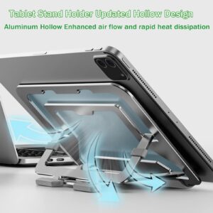 Tablet Stand for Desk, Tablet Holder for iPad Stand Foldable & Adjustable Six Level, Non-slip Stable Ultrathin 3mm Aluminium Tablet Stand Holder for iPad 7 to 12.9/Surfaces/Kindle/Drawing Tablets