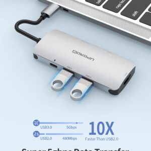 USB C Hub 7in1 UPGROW MacBook Pro Adapter USB C Dongle, 4K HDMI USB3.0 SD/TF Card Reader 100W PD (Latest Version)