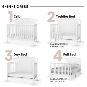 Child Craft Cottage Curve Crib and Dresser Nursery Set, 3-Piece, Includes 4-in-1 Convertible Crib, 3 Drawer Dresser, and Changing Table Topper, Grows with Your Baby (Matte White)