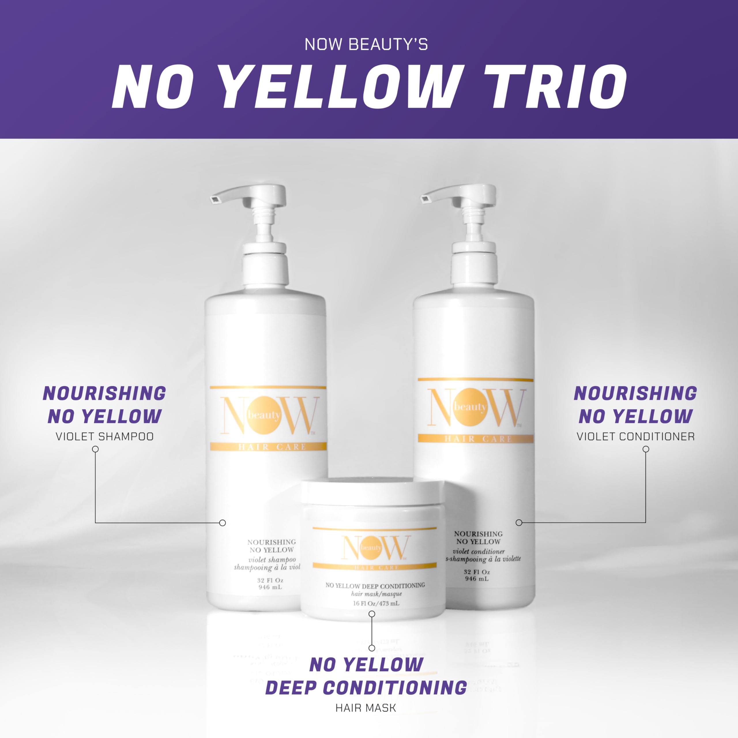 NOW BEAUTY Nourishing No Yellow Violet Conditioner - Deep Conditioner for Color - Treated Hair - Adds Texture & Shine to Hair - Vegan - Color Safe - Paraben & Sulfate Free - For Men & Women - 32 Oz