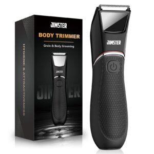 body trimmer for men, [no nicks, no cuts] electric groin hair trimmer, no-nick guides ceramic blade heads, waterproof wet dry clippers for body, cordless male pubic trimmer with lighting mirror