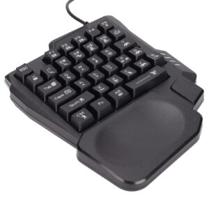 wendeekun one handed gaming keyboard, 35 keys gaming keyboard mechanical,waterproof wide palm rest black single handed keyboard for computer mobile games