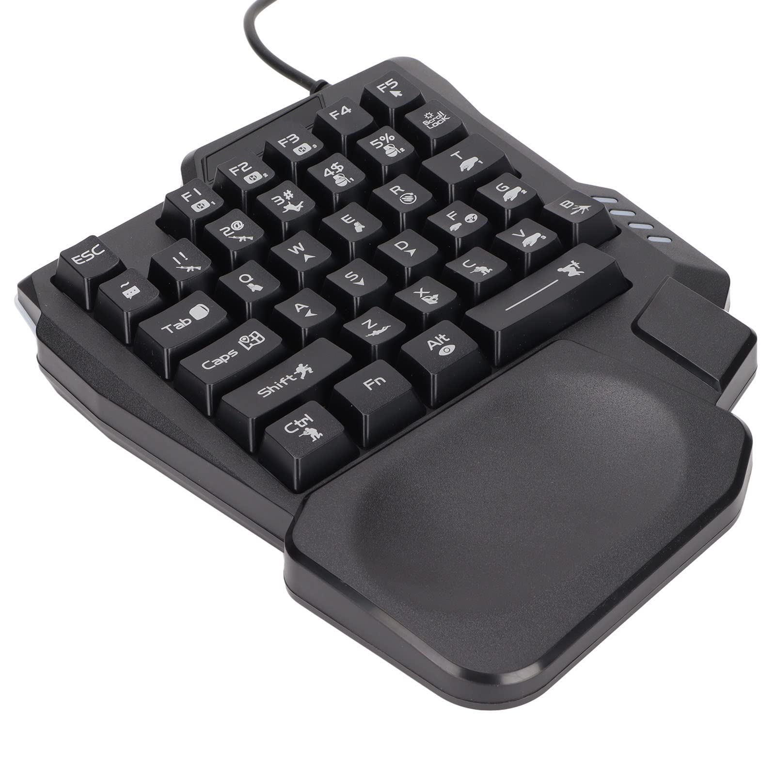 wendeekun One Handed Gaming Keyboard, 35 Keys Gaming Keyboard Mechanical,Waterproof Wide Palm Rest Black Single Handed Keyboard for Computer Mobile Games