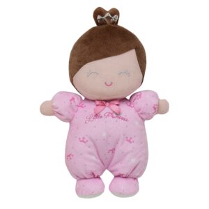 plush baby doll with rattle, princess sarah (pink, 10 inch)