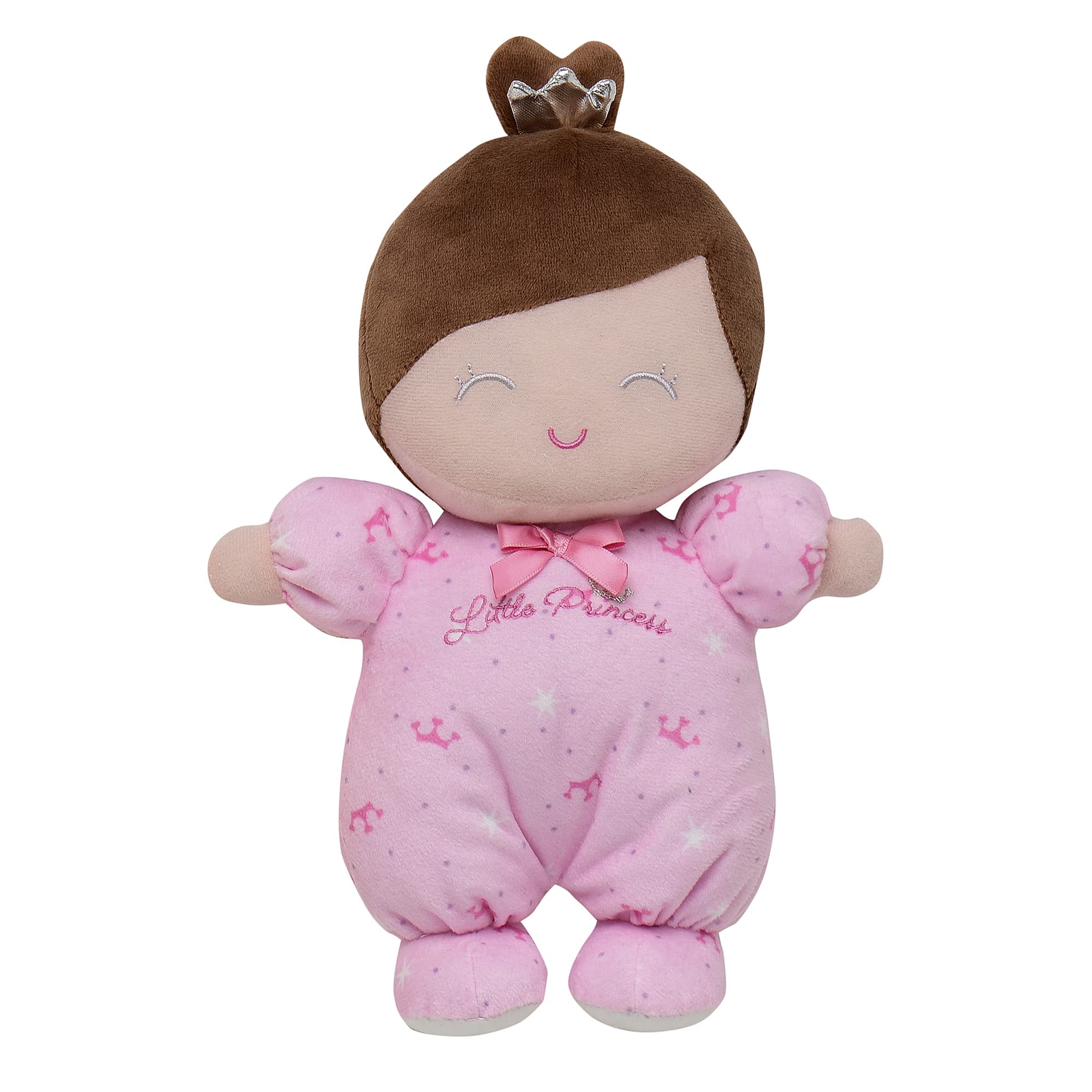 Plush Baby Doll with Rattle, Princess Sarah (Pink, 10 inch)