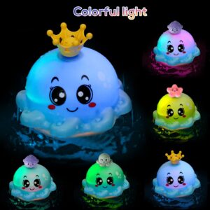 Baby Bath Toy With 4 Water Spray Modes,ToyoFun,Light Up Octopus Tub Toys for Toddler Kids,Auto-Rotating Toddlers Bathtub Toys for Boys Girls With Ocean Animals/Fountain Sprinkler/Flashing Colorful LED