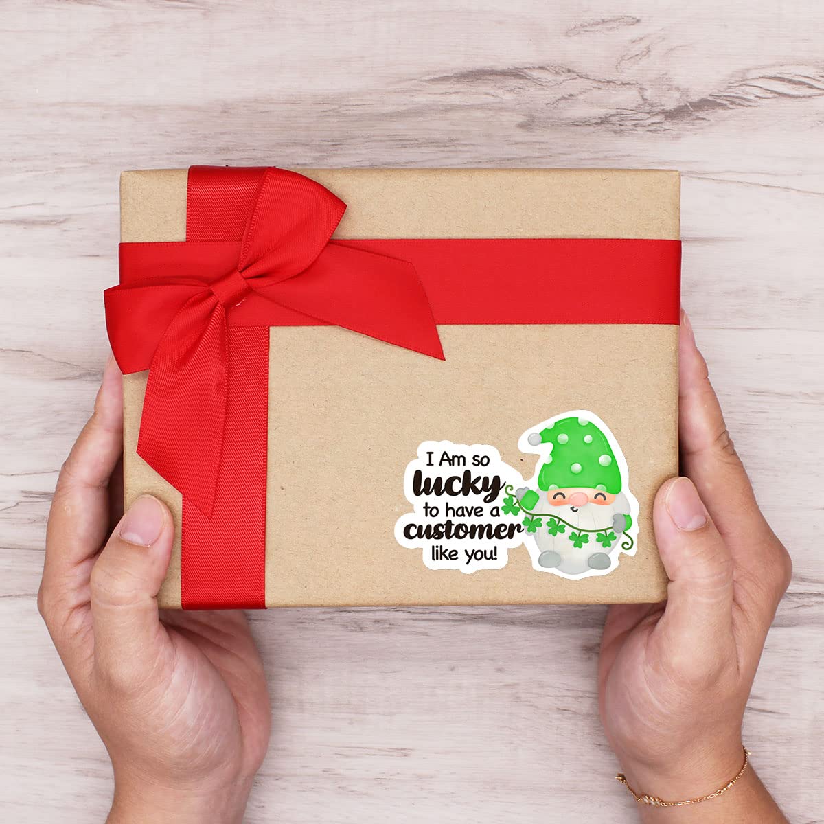 I Am So Lucky Gnome Patrick's Day Sticker,Cute Small Business Envelopes Stickers for Handmade Goods Business Packages ,Patrick's Day Theme Small Shop Business Stickers for Envelopes Seals 180 Labels