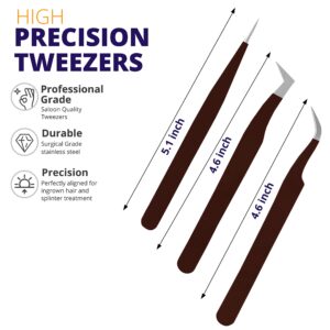 SIVOTE Lash Tweezers for Eyelash Extensions for Volume, Isolation & Classic Lashes, 3 Pack, Chocolate