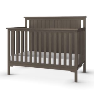 Child Craft Cottage Flat Top Crib, Dresser and Topper Nursery Set, 3-Piece, Includes 4-in-1 Convertible Crib, Dresser and Topper, Grows with Your Baby (Dapper Gray)