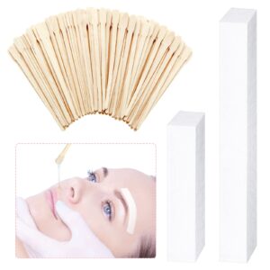 waxing kit with 400 white wax paper cloth eyebrow strips, 200 wooden applicator sticks for body hair removal