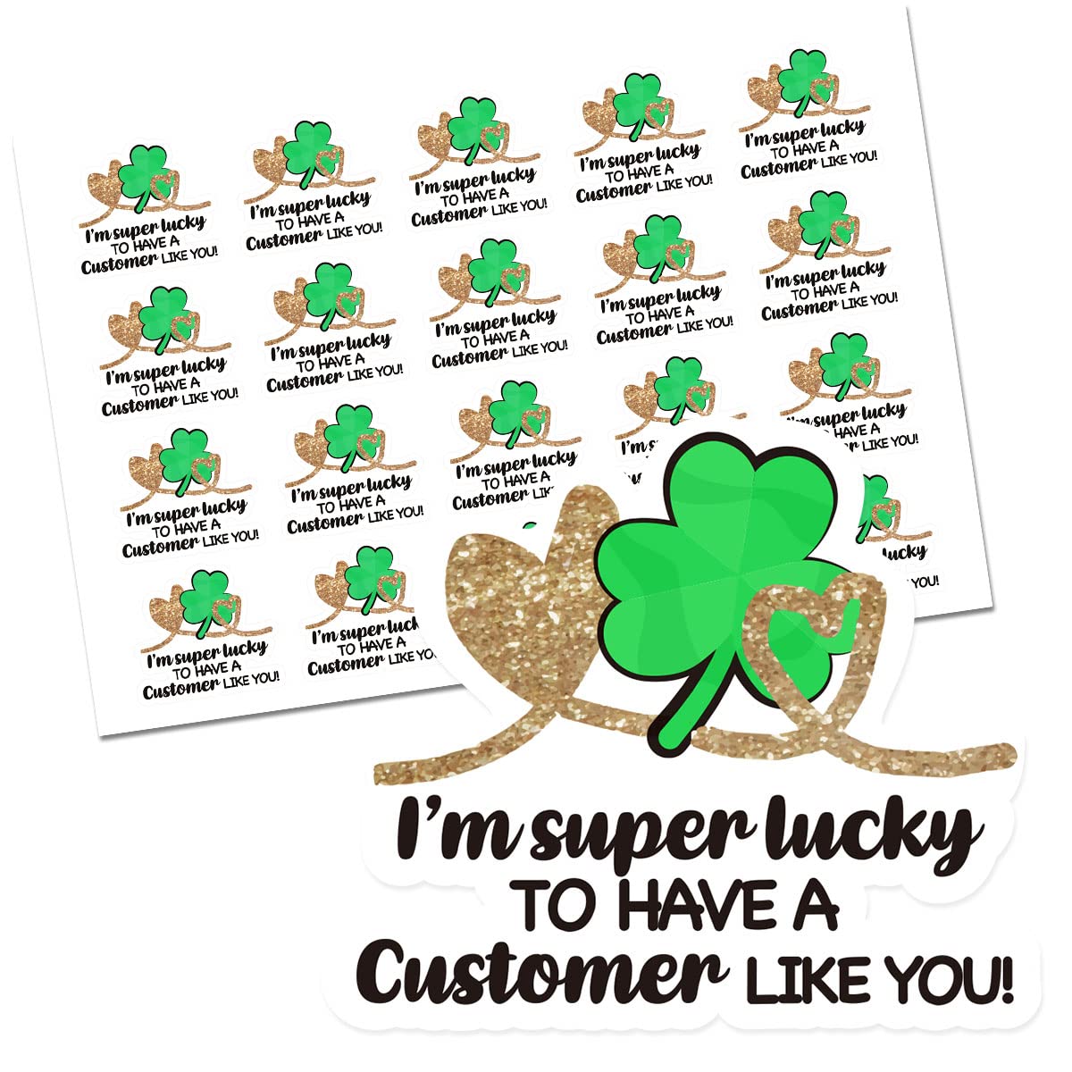 MEYFCLA I’m Super Lucky Patrick's Day Sticker,Cute Small Business Envelopes Stickers for Handmade Goods/Bags Packages ,Patrick's Theme Shop Seals 200 Labels