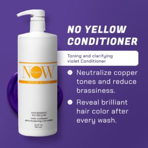 NOW BEAUTY Nourishing No Yellow Violet Conditioner - Deep Conditioner for Color - Treated Hair - Adds Texture & Shine to Hair - Vegan - Color Safe - Paraben & Sulfate Free - For Men & Women - 32 Oz